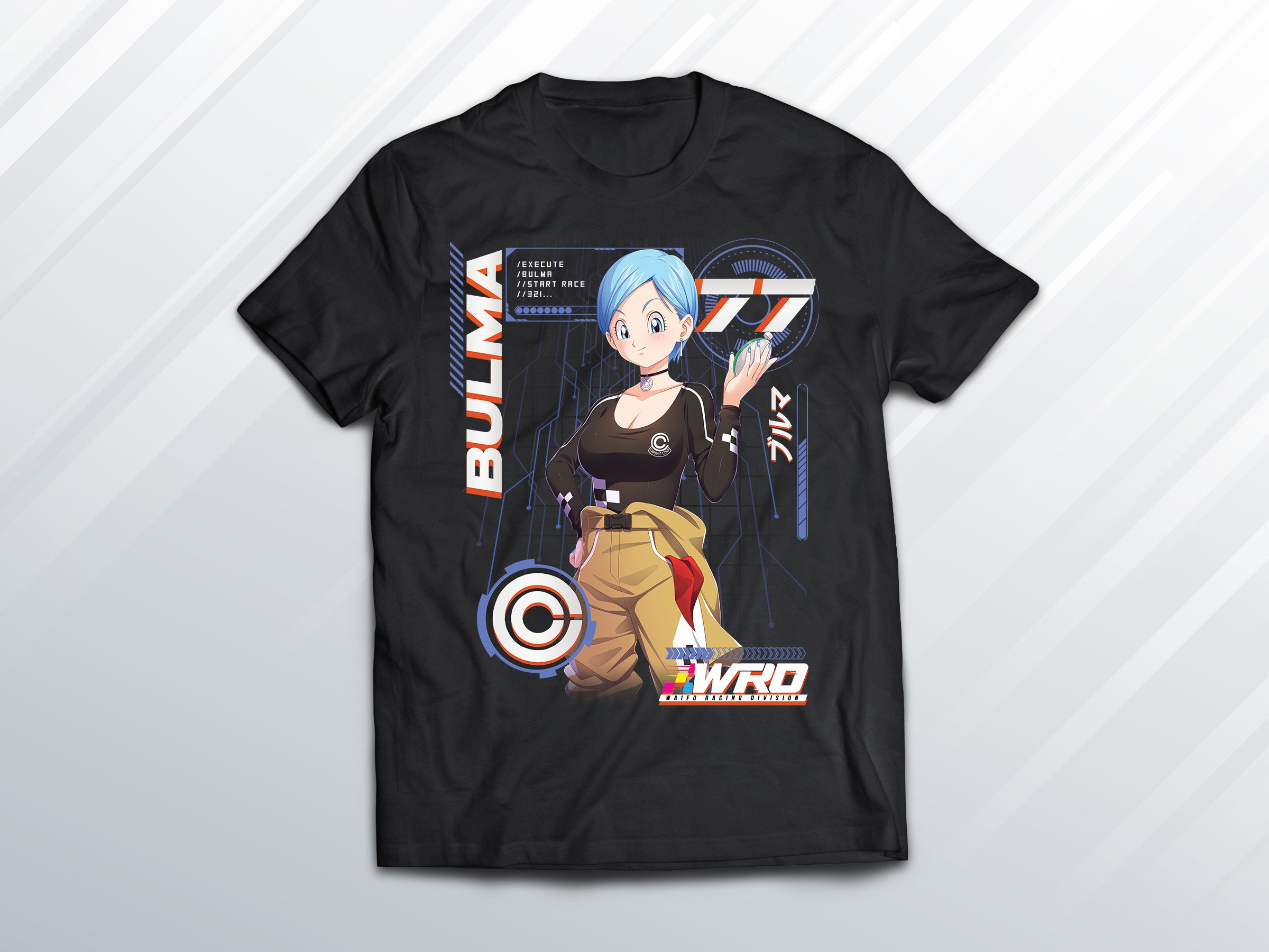 Bulma T-shirt (FRONT ONLY) – WaifuRacingDivision